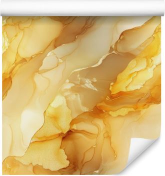 OEM Carta Da Parati Color Oro Inchiostro, Crema E Giallo Per Soggiorno E Camera Da Letto, 50x1000 Cm