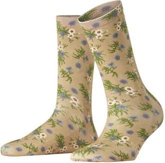 Burlington Floral Romance W So coton fantaisie 1 paire, Chaussettes Femme, Beige Sesame 4410, 36-41
