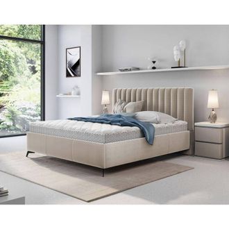 Best Mobilier Bestmobilier - Mendoza - lit coffre - 160x200 - sommier inclus - en velours - beige