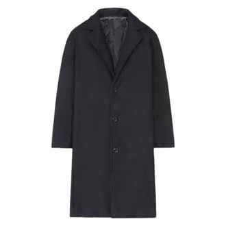 Generic Manteau Homme Hiver Long,Mens Anoraks - Trench-coat &eacute;l&eacute;gant en laine m&eacute;lang&eacute;e pour homme coupe slim manteau daffaires et polyvalent (Black, XL)