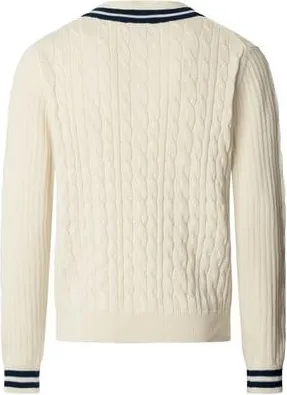 Hackett Pull col V en maille tress&eacute;e