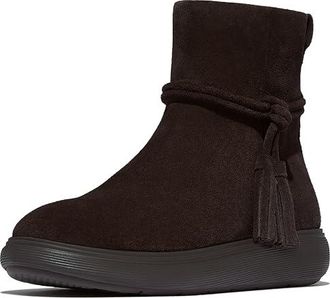 FitFlop iQ-COMFF Bottines courtes en daim avec pompons pour femme, marron chocolat, 38 EU, marron chocolat, 38 EU