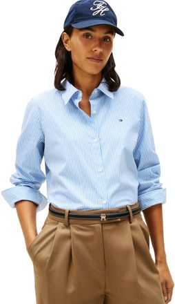 Tommy Hilfiger Damen ESS POPLIN Regular Shirt WW0WW47169 L/S Shirt, Blau (Classic Ithaca STP Mesmerizing Blue), 46, Blau (Classic Ithaca STP Mesmerizing Blue), 72