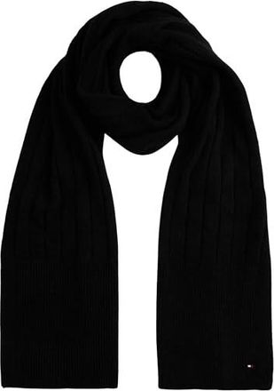 Tommy Hilfiger Écharpe Femme Flag Fluffy Côtelée, Noir (Black), Taille Unique