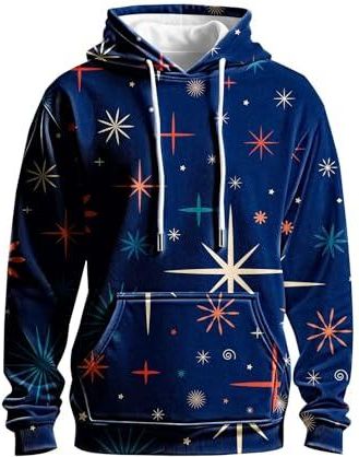 Generic Sweat à capuche de Noël pour homme - Motif bonhomme de neige - Surdimensionné - Manches longues - Costumes de Noël tendance - Cadeaux avec poches, ble