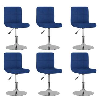 vidaXL Vidaxl Sedie Da Pranzo Girevoli 6 Pz Blu In Tessuto