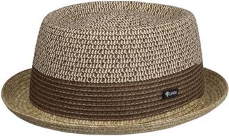 LIPODO Chapeau en Paille Ennario Pork Pie Homme - Made in Italy Porkpie de Soleil Printemps-ete Ete - L (58-59 cm) Beige