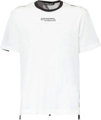 Dolce & Gabbana Homme, Tops, Blanc, Taille: S Logo Brodé T-shirt Camo