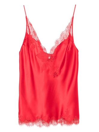 Carine Gilson caraco à détails en dentelle - Rouge