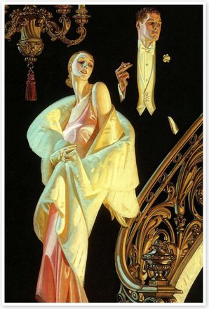 Posterlounge Paar in Abendkleidung Poster von Joseph Christian Leyendecker 80 x 120 cm Schwarz Wandbilder Wanddeko