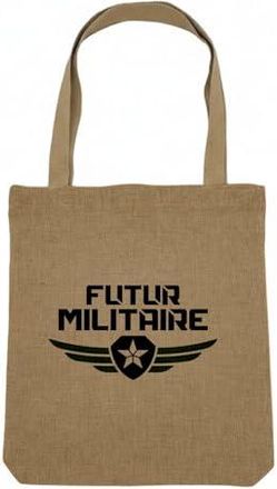 Fabulous Sac Shopping Tote Bag Aspect Lin - Futur Militaire Arm&eacute;e Avenir M&eacute;tier H&eacute;ros - Sac de Courses Toile Epaisse 360g Beige Naturel Cabas Port&eacute; Epaule Soli
