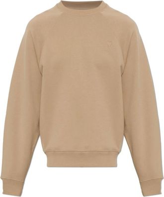 Ami SweaT-shirt en coton &agrave; col rond - Homme - Sweatshirts et sweats &agrave; capuche - Beige - Taille: 3XL