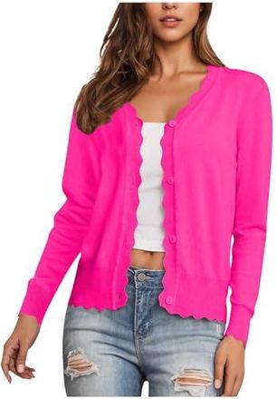 Generic Cardigan en tricot à manches longues et col en V boutonné léger pour femme tendance 2025 hiver décontracté ouvert sur le devant pour femme, Cardigan r