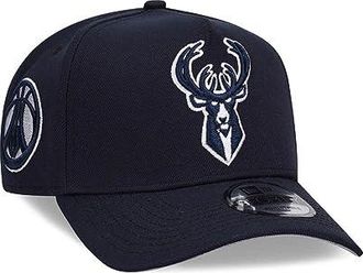 New Era Milwaukee Bucks Navy Classic Edition 9Forty A Frame Casquette Snapback, Noir, taille unique