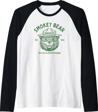 Giant Step Design Co. Vintage Smokey Bear Logo Only You Can Prevent Wildfires Raglan