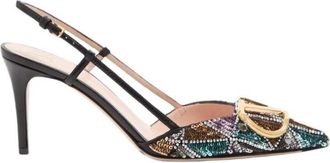 Valentino Garavani VLogo Signature Slingback Pumps mit Stickerei 80mm - - Shoes - Damen - Mehrfarbig - 39 EU