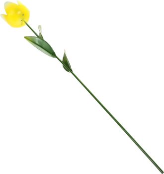 Cabilock Metall Gartenstecker Tulpenform Gelb Wetterfeste Gartendeko Installieren Kompakt für Rasen und Terrasse Dekorative Metallblumen für Außenbereich Farbi