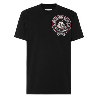 Philipp Plein Homme, Tops, Noir, Taille: 2XL Jersey T-shirt Round Neck SS Money Mouse