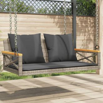 vidaXL Balancelle avec coussins gris 109x62x40 cm r&eacute;sine tress&eacute;e