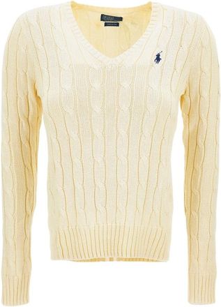 Polo Ralph Lauren Femme, Pulls, Blanc, Taille: 42 FR Cable-Knit V-Neck Sweater