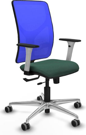 Piqueras y Crespo B&uuml;rostuhl mit hoher R&uuml;ckenlehne, mit wei&szlig;en und schwarzen Armlehnen, h&ouml;henverstellbare Lendenwirbelst&uuml;tze, ausgestattet mit Syncro/Traslack. Blau/Flas