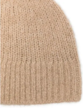 Dries Van Noten 4709 Ribbed Knit Alpaca-Merino Blend Beanie - Beige