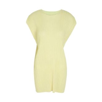 Issey Miyake Mini-Kleid mit Fledermaus&auml;rmeln und Faltenbesatz - - Dresses - Damen - Gelb - L