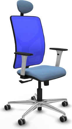 Piqueras y Crespo B&uuml;rostuhl mit wei&szlig;en und schwarzen Armlehnen und festem Kopfteil, ausgestattet mit 3 Positionen und Schneideschaum, mit Rollen von 65 mm, Parkett, Bla