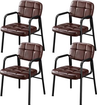 Yaheetech Besucherstühle Wartezimmerstühle Gästestühle mit Armlehne und Lehne, Konferenzraumstühle Wohnzimmerstuhl Polsterstuhl Esszimmerstuhl Kunstleder für Wo