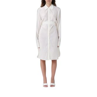 Emporio Armani Robe chemisier en m&eacute;lange de lin - Femme - Robes - Blanc - Taille: 40 FR