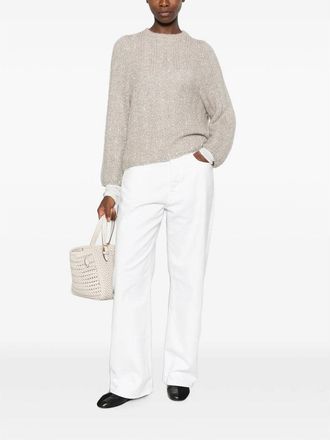 PANICALE Sequin-Embellished Ribbed Knit Sweater - Grey