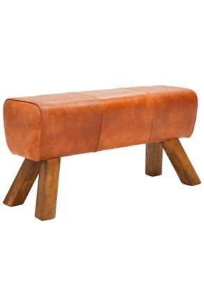 Livetastic Sitzbank, Braun, Holz, Leder, Echtleder, Anilinleder, Mangoholz, massiv, Vintage, Füllung: Polyetherschaumkern, 90x46x30 cm, Lederauswahl, Typenauswah