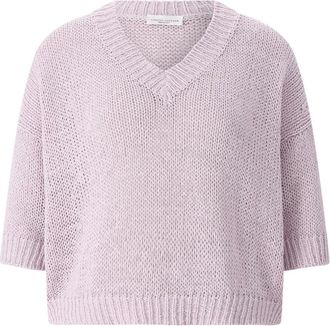 Roberto Collina Femme, Pulls, Violet, Taille: 38 FR V-neck Tricots