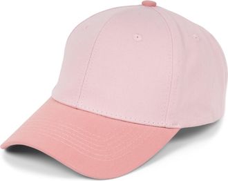 styleBREAKER Unisex Baseball Cap zweifarbig Pastell oder kr&auml;ftig | 6-Panel Cap Mehrfarbig verstellbar mit Schnalle | Sommer Basecap aus Baumwolle, Farbe:Rose-Lachs