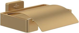 Villeroy & Boch Toilettenpapierspender Villeroy & Boch Elements, Striking mit Deckel, Toilettenpapierspender zur Wandmontage, Messing, rechteckig, geb&uuml;rstetes Gold