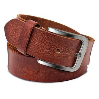 Royalz ceinture en cuir pour femmes en cuir de buffle robuste de 4mm, vintage jeans-ceinture avec boucle dépine 38mm, taille:120, Couleur:Marron Cognac - bou