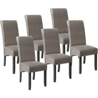 TecTake Tectake - Chaise aspect cuir Ensemble 6 chaises salle &agrave; manger rev&ecirc;tement gris marbr&eacute;