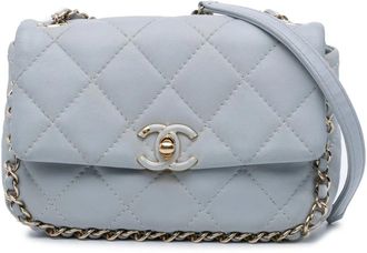 Chanel Hobo Bags - Mini Calfskin Chain Around Flap - Gr. unisize - in Grau - f&uuml;r Damen