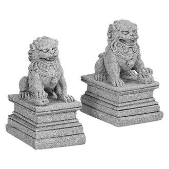 Valiclud 2 St&uuml;ck Mini Chinesische L&ouml;wen Statue 1.77 Zoll Feng Shui Deko F&uuml;r Garten Und Bonsai Wohnaccessoires Kleine Steinfigur Asiatischer W&auml;chterl&ouml;we