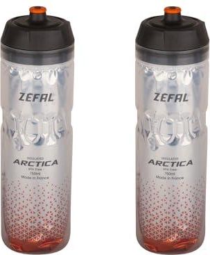 Zéfal Pack Arctica 75 - Lot de Deux Bidons Vélo 750 ML - Gourde Vélo Isotherme - Inodore et Etanche - Bidon Sport sans BPA - Argent/Orange