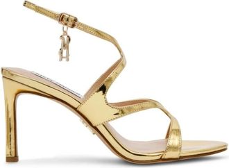 Steve Madden Femme, Chaussures, Jaune, Taille: 37 EU Talons en cuir verni dor&eacute; avec bride de cheville