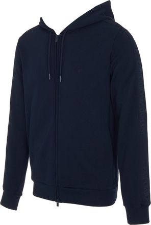 Emporio Armani Herren Basic Terry Hoodie Zip Sweatshirt Kapuzenpullover, blau, XXL