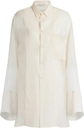 Alberta Ferretti Femme, Blouses et Chemises, Blanc, Taille: 38 FR Chemise oversize transparente en mousseline