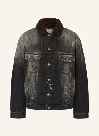 Acne Studios Jeansjacke Mit Kunstfell schwarz