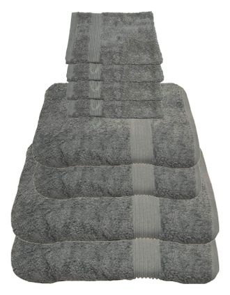 Julie Julsen 8 TLG Handtuchset 2 Badetücher 2 Handtücher 4 Waschhandschuhe Reine Baumwolle über 30 Farben Silbergrau