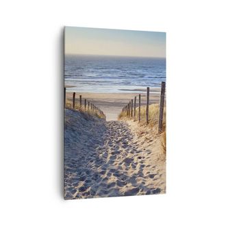Arttor Wandbilder Dekoration Wohnzimmer Meer Strand Düne Bilder auf Leinwand 80x120cm Leinwandbild mit Rahmen Schlafzimmer Küche Deko Wand Kunstdruck Art Gro