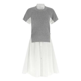 sacai Hybrid-Baumwoll-Midikleid - - Dresses - Damen - Mehrfarbig - M
