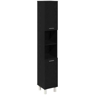 vidaXL Vidaxl - Cabinet de Salle de Bain avec porte Ch&ecirc;ne noir 30 x 30 x 179 cm
