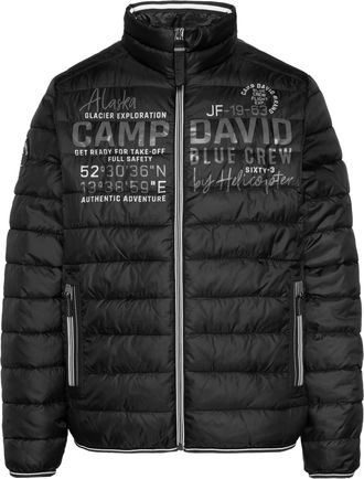 Camp David Herren Leichte Steppjacke mit Logo Prints und Tapes Black, Xxxl