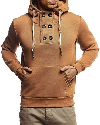 LEIF NELSON LN8280 - Sweat à capuche pour homme - Manches longues - Coupe ajustée, camel, L